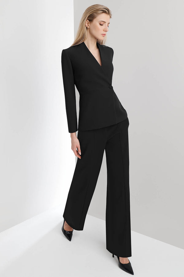 Alton Black Performance Tailoring Trousers | Libby London